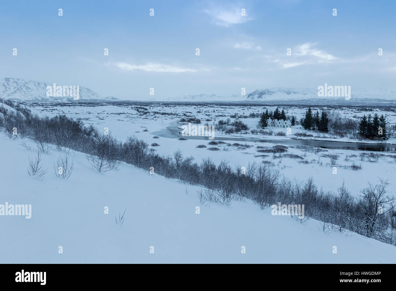 Beautiful winter landscape, windy and covered snow with beautiful sky ...