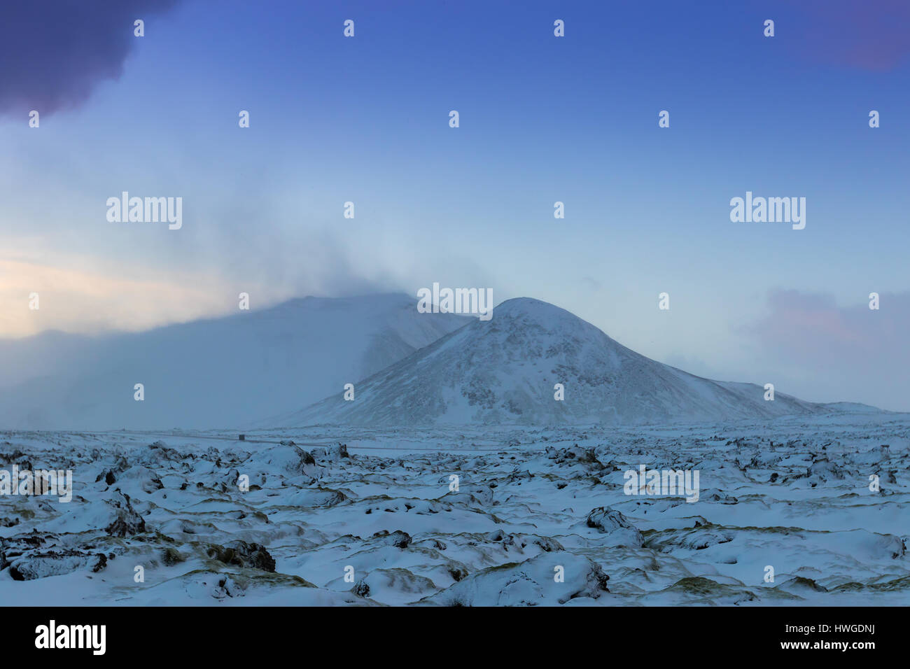 Beautiful winter landscape, windy and covered snow with beautiful sky ...