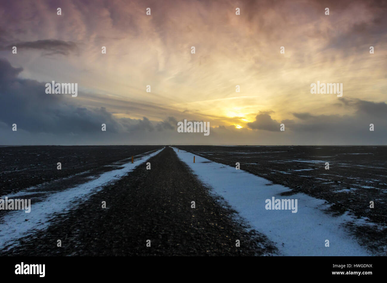 Beautiful winter landscape, windy and covered snow with beautiful sky ...