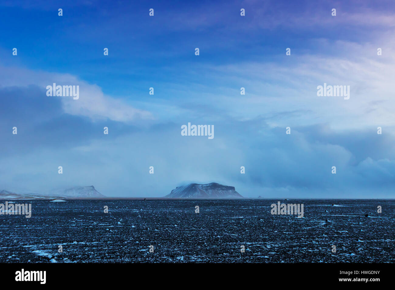 Beautiful winter landscape, windy and covered snow with beautiful sky ...