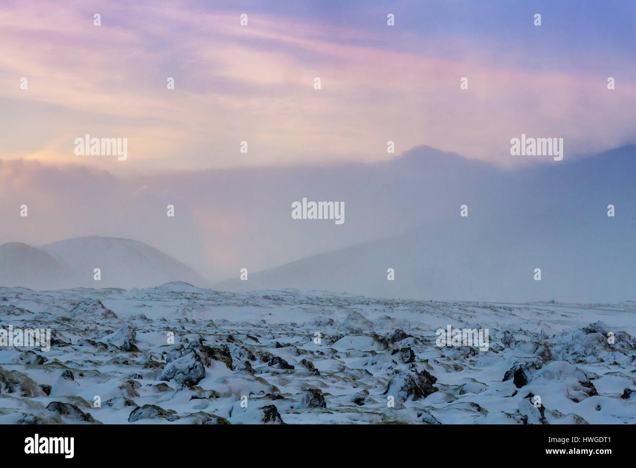 Beautiful winter landscape, windy and covered snow with beautiful sky ...
