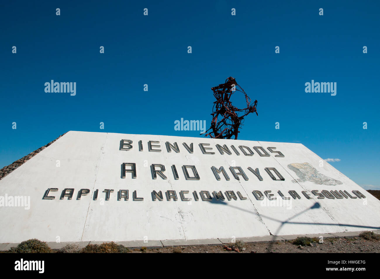Rio Mayo Welcome Statue - Argentina Stock Photo - Alamy