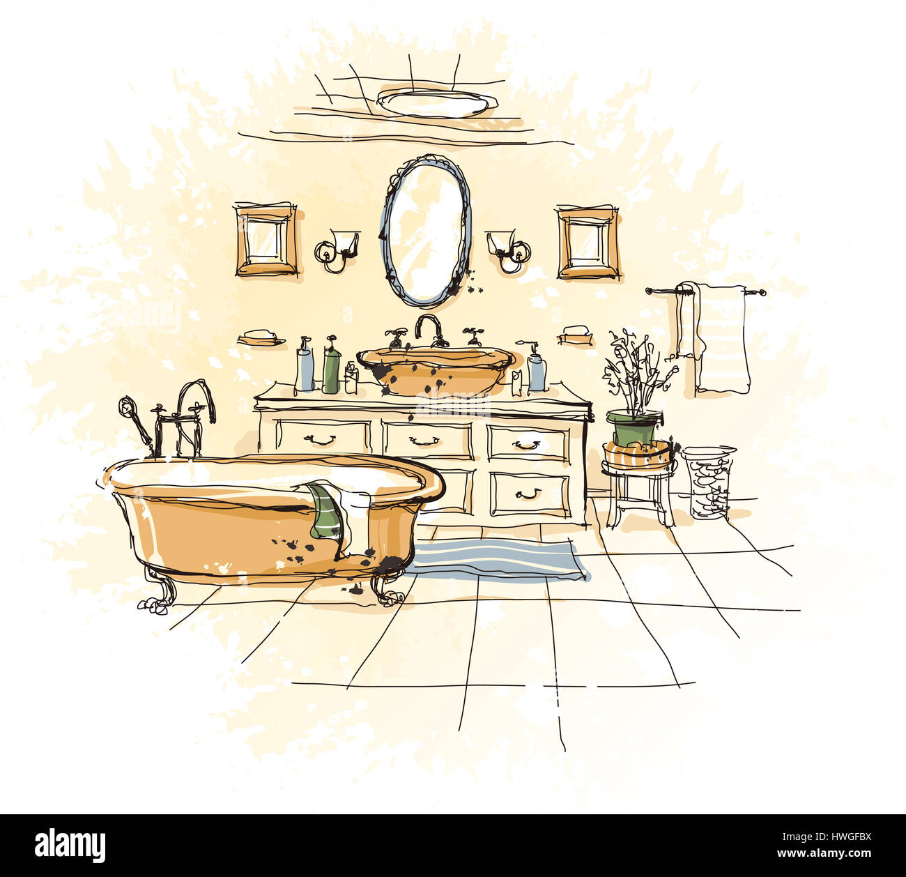 Line art towel hi-res stock photography and images - Alamy