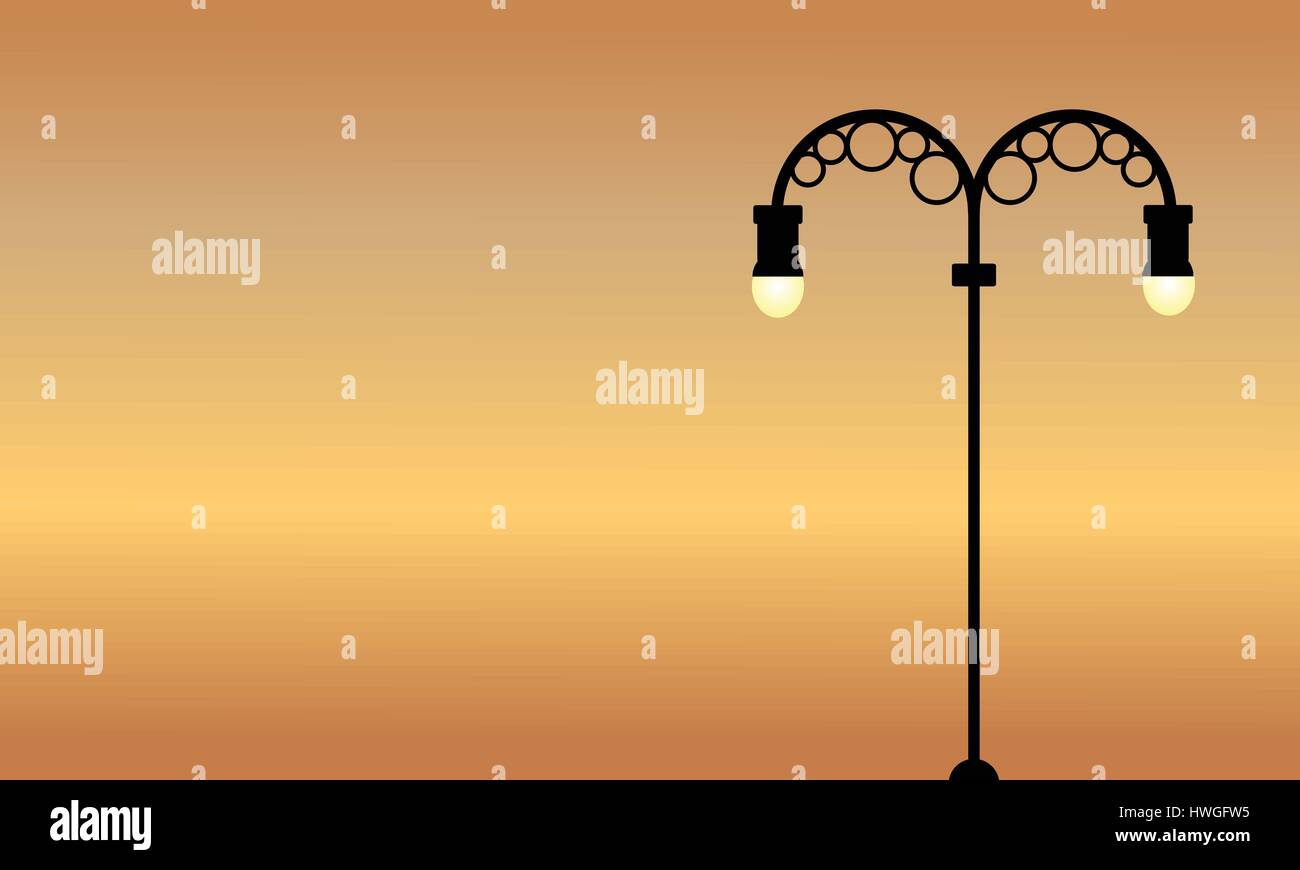 At sunset street lamp scenery vector art Stock Vector Image & Art - Alamy