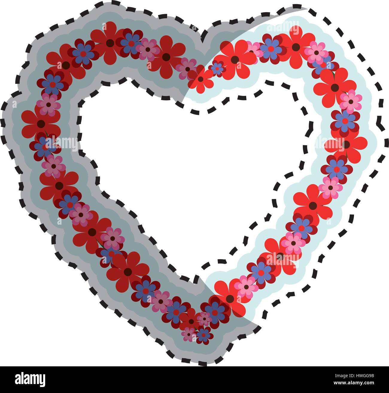 flowers in heart shape icon over white background. vector illustration ...