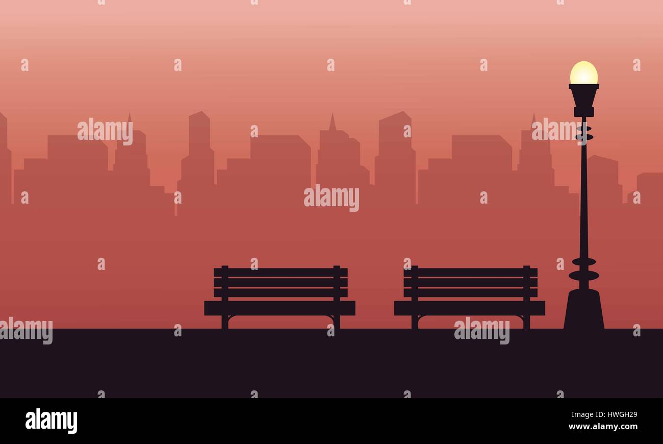 Silhouette of chair and lamp scenery collection Stock Vector Image ...