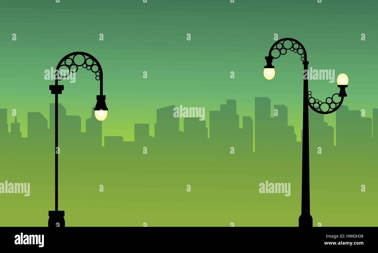 City background with street lamp landscape vector art Stock Vector ...