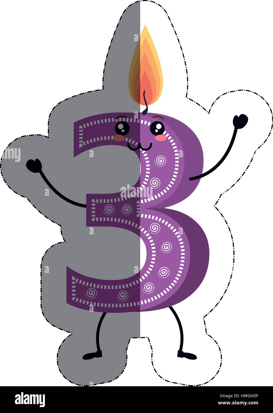 birthday number cartoon icon over white background. colorful design ...