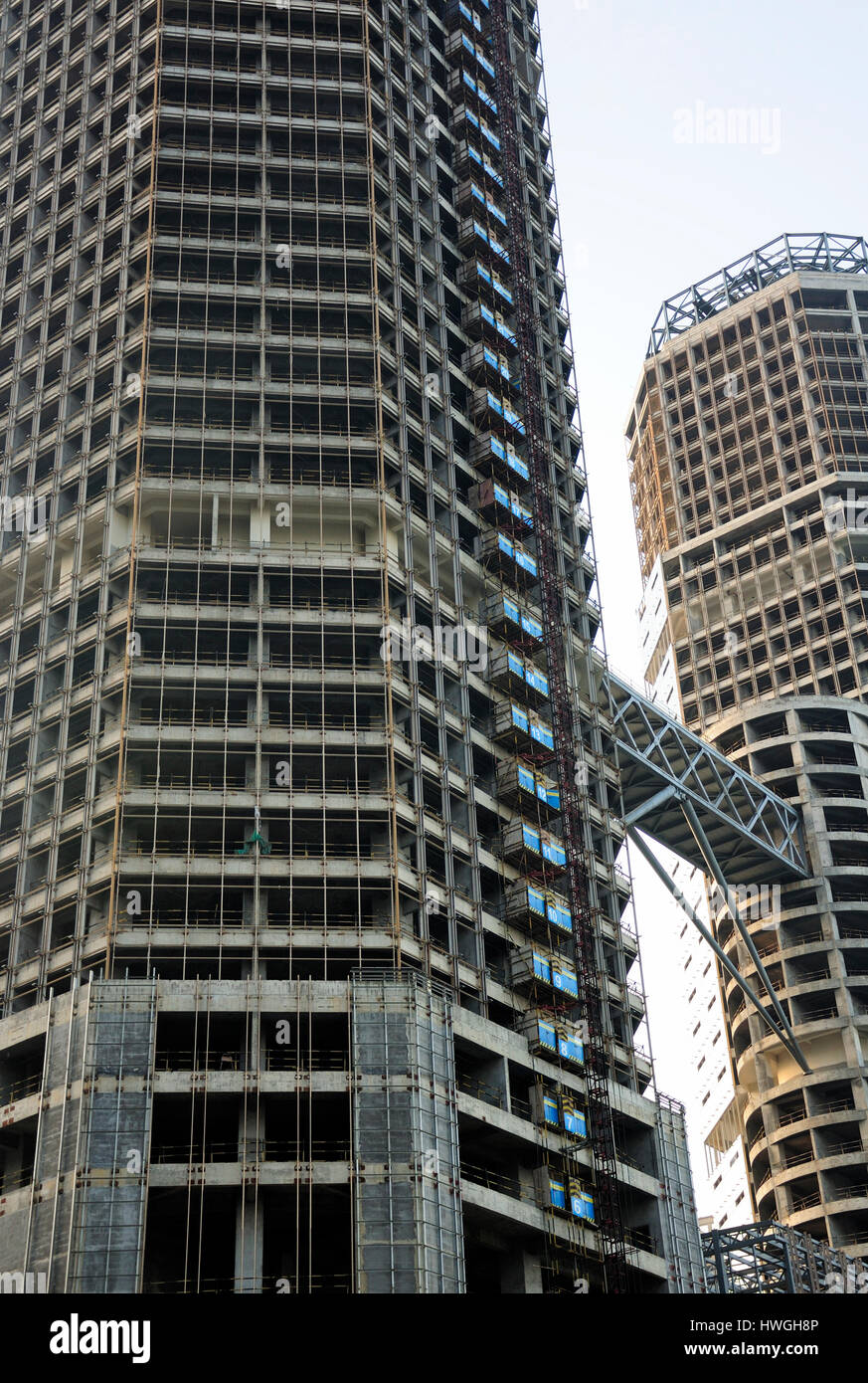 A high rise building being built in the city of Shaoxing China in ...