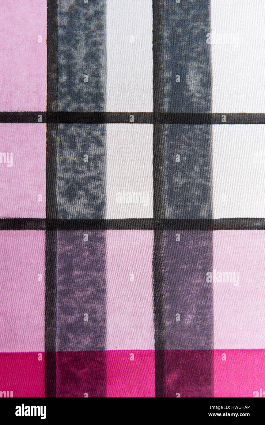 Block printing, finished pattern with color and stripes on taut fabric ...