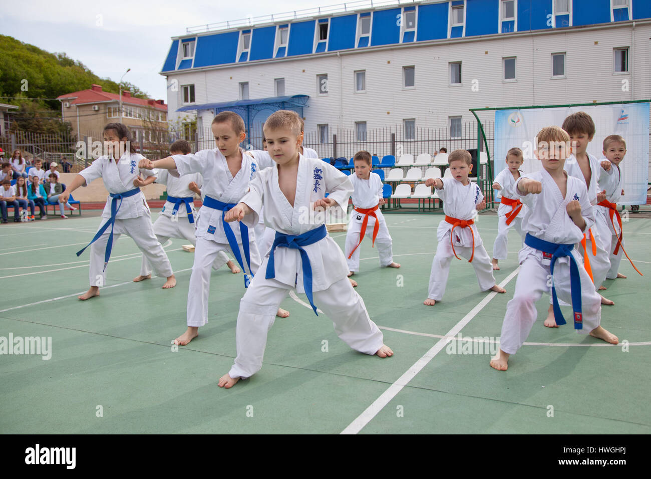 the Karate Training. the Kids Karate clubs Stock Photo - Alamy