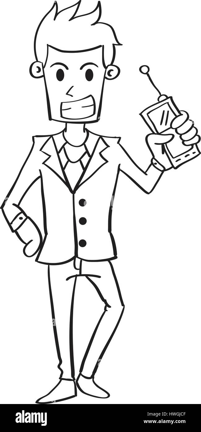 Hand draw businessman with phone Stock Vector Image & Art - Alamy