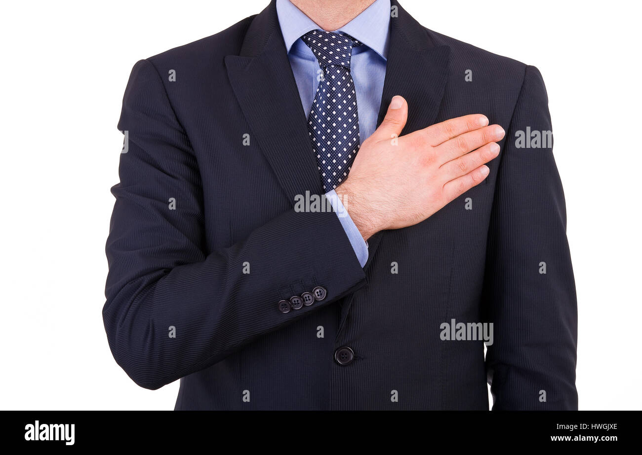 Businessman taking oath Stock Photo - Alamy