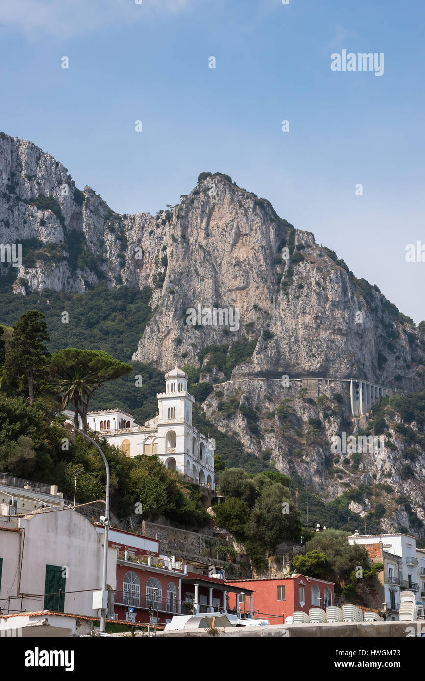 View of road on cliff to Anacapri, Capri Island, Italy Stock Photo - Alamy