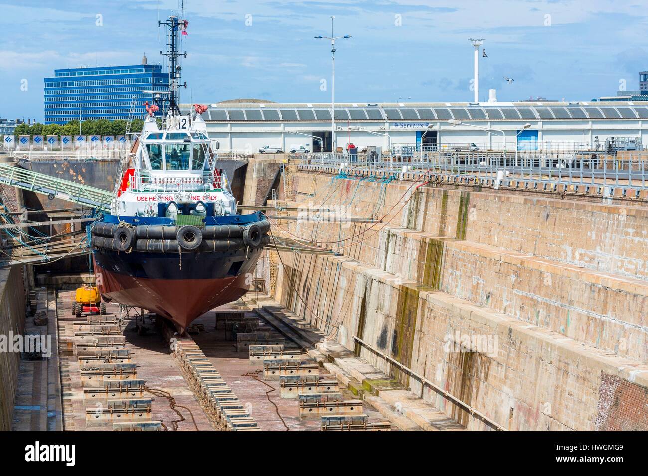 France, Seine Maritime, Le Havre, Forms of refit, dry dock for ship ...