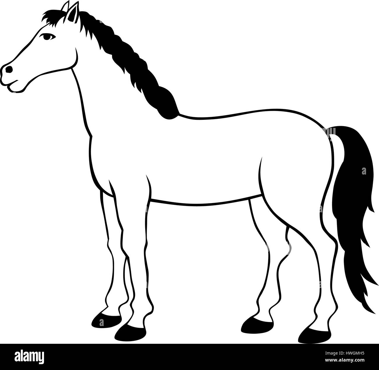 vector illustration of standing horse silhouette Stock Vector Image ...
