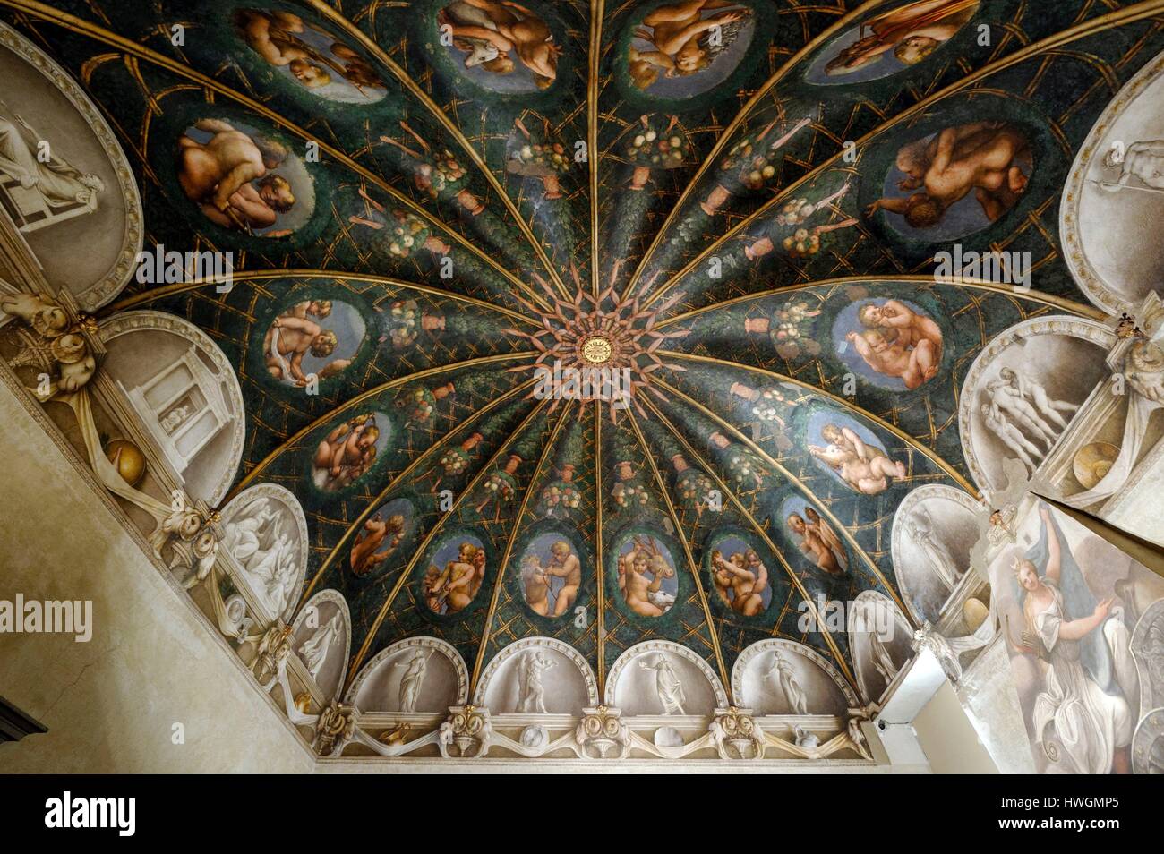 Italy, Emilia Romagna, Parma, Room of San Paolo inside monastery of San ...