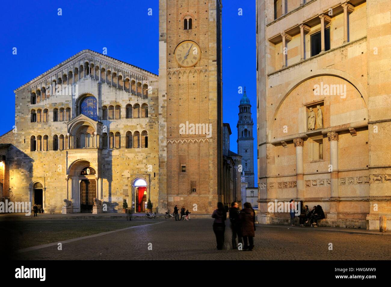 Church facade clock tower parma hi-res stock photography and images - Alamy