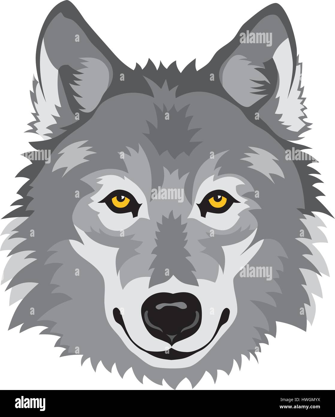 Abstract vector illustration of wolf head in front Stock Vector Image ...