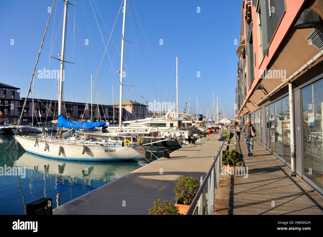 Italy, Liguria, Genoa, Porto Antico (Old harbour) refitted in 1992 ...