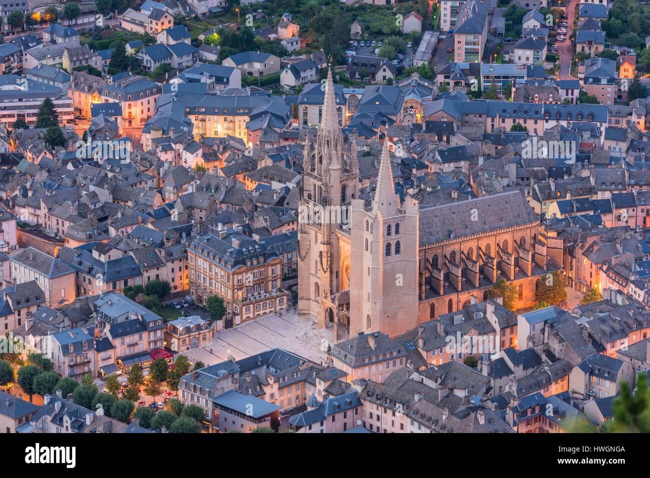 France, Lozere, Gevaudan, Lot high valley, Mende, Notre-Dame-et-Saint ...