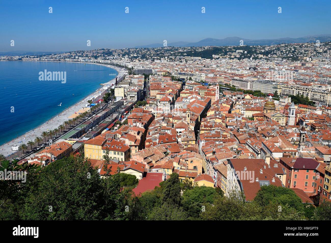 France, Alpes Maritimes, Nice, the Baie des Anges, the Old Town and the ...