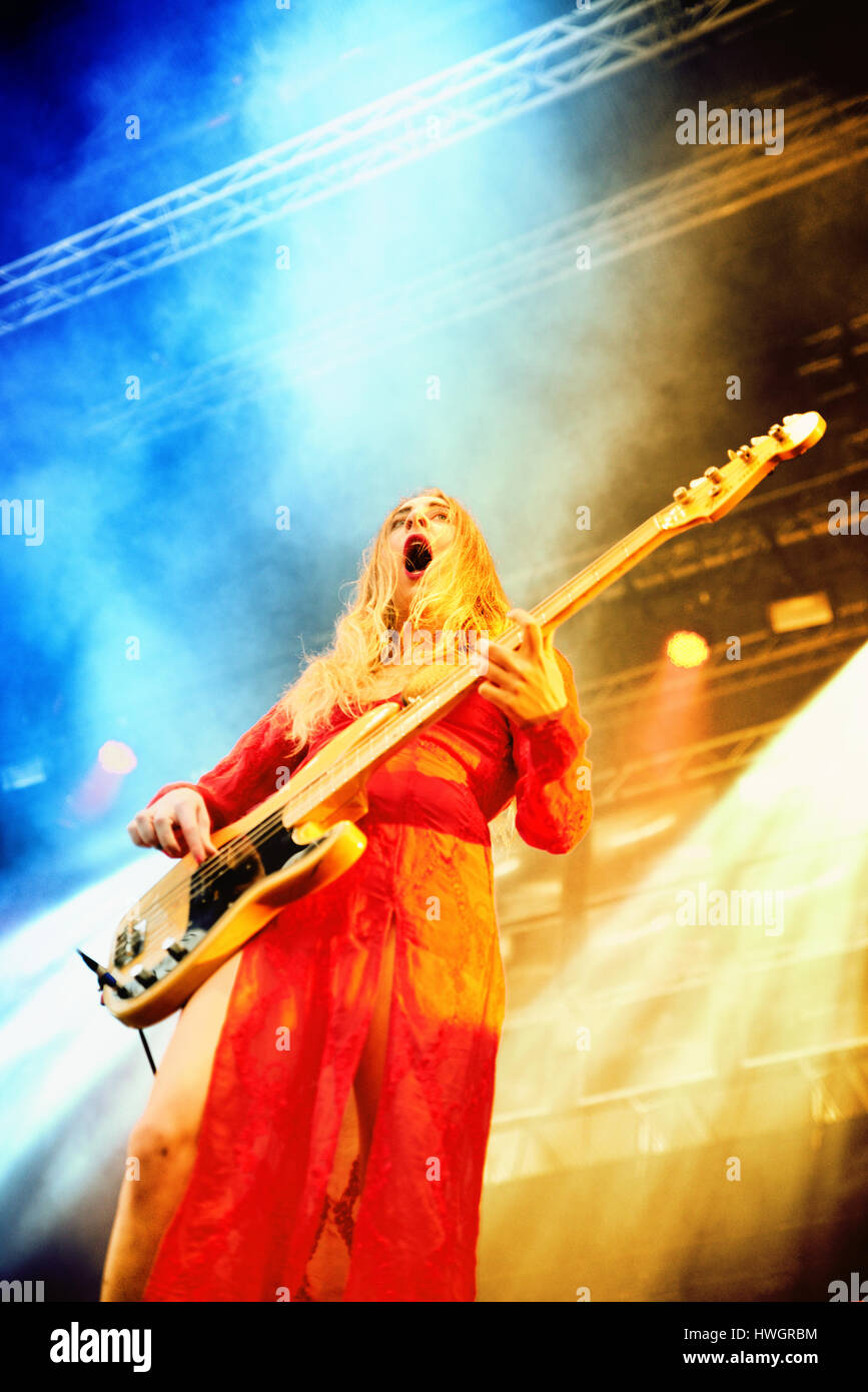 BARCELONA - MAY 30: Este Haim, bass player of Haim (band) performs at ...