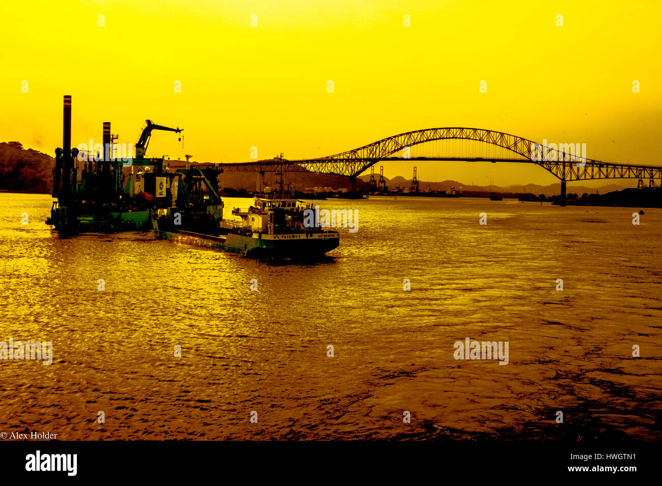 Panama Canal sunset Stock Photo - Alamy