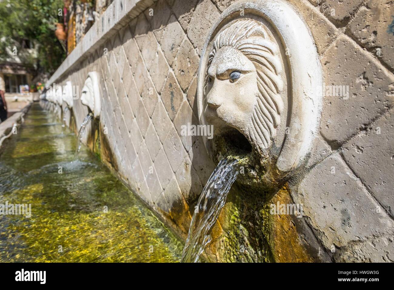Greece, Crete, Spili village, Venetian fountain where water springs ...