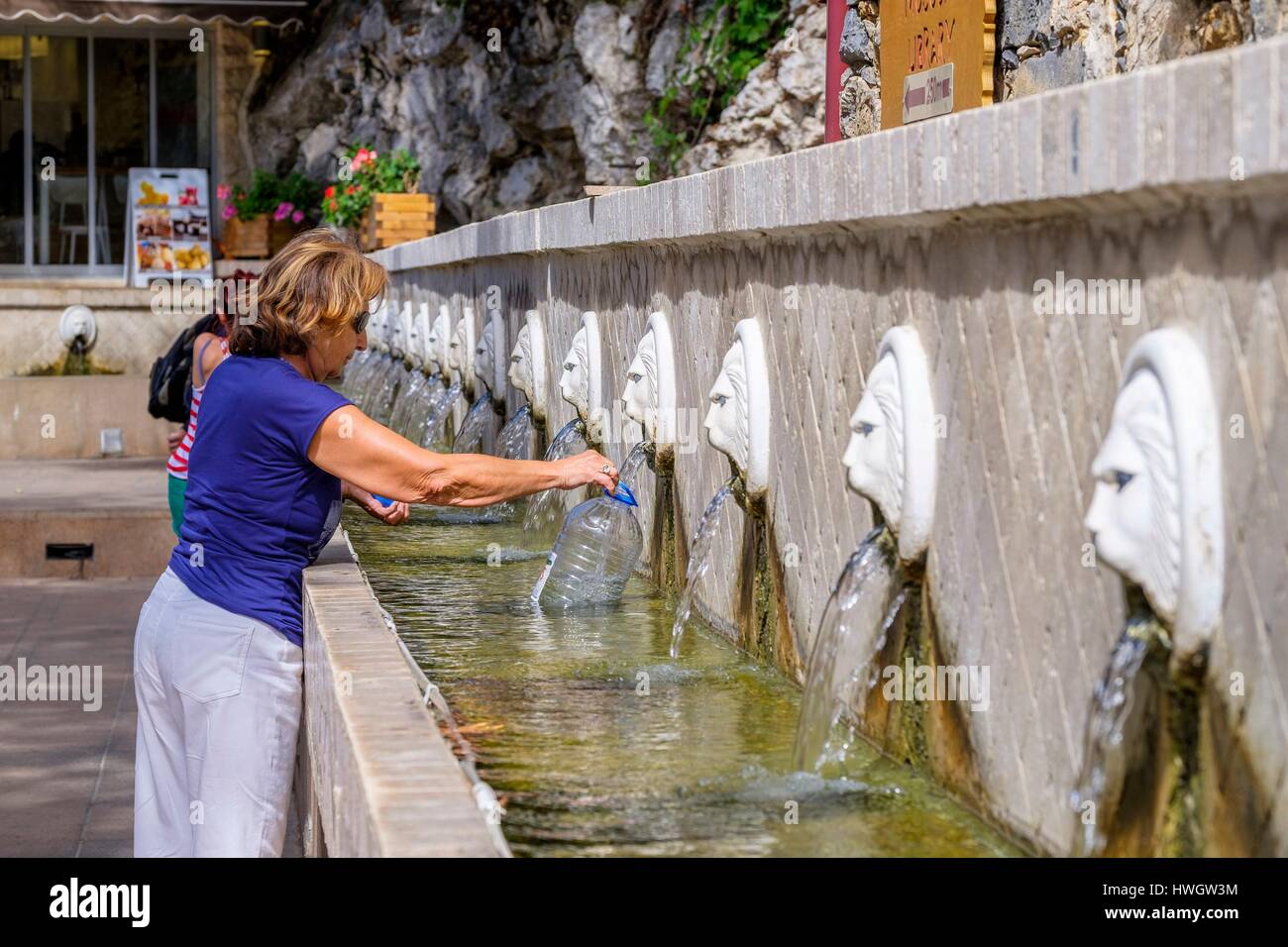 Greece, Crete, Spili village, Venetian fountain where water springs ...