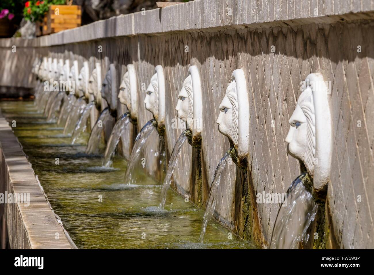 Greece, Crete, Spili village, Venetian fountain where water springs ...