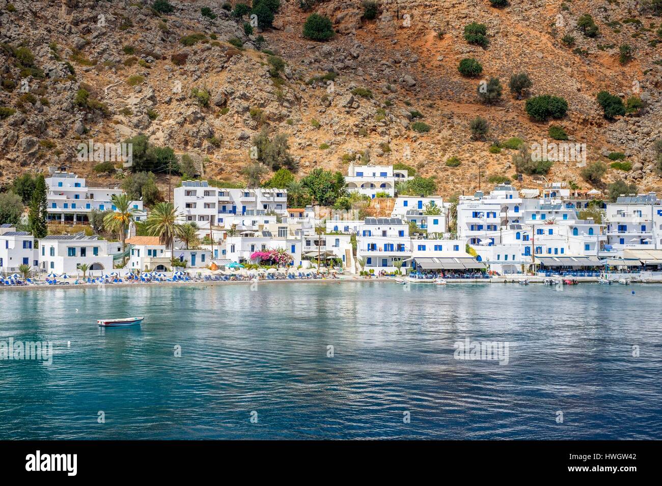 Greece, Crete, south coast, the little village of Loutro only reachable ...