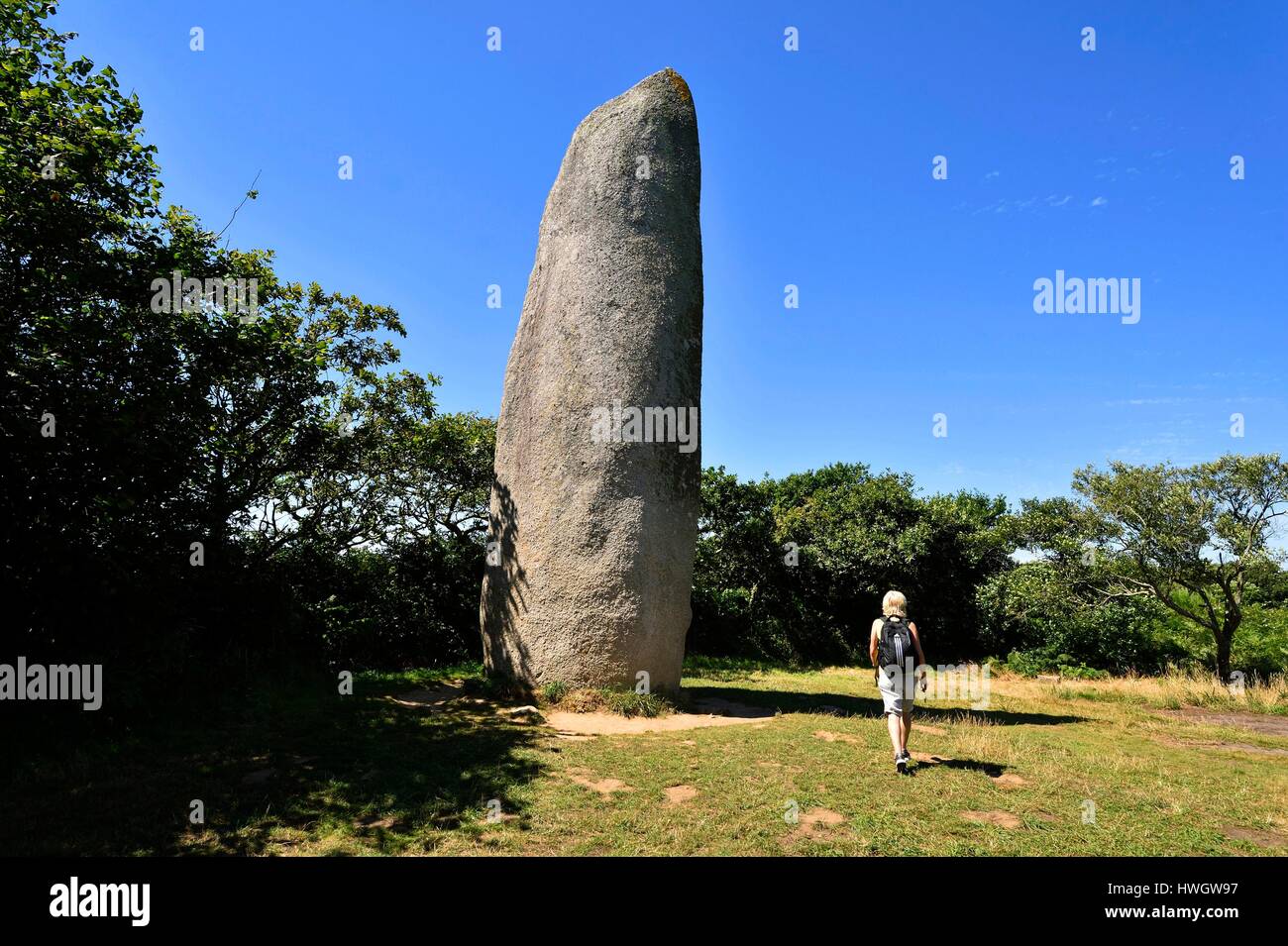 France, Finistere, Cote des Legendes, Plouarzel, menhir of Kerloas, one ...