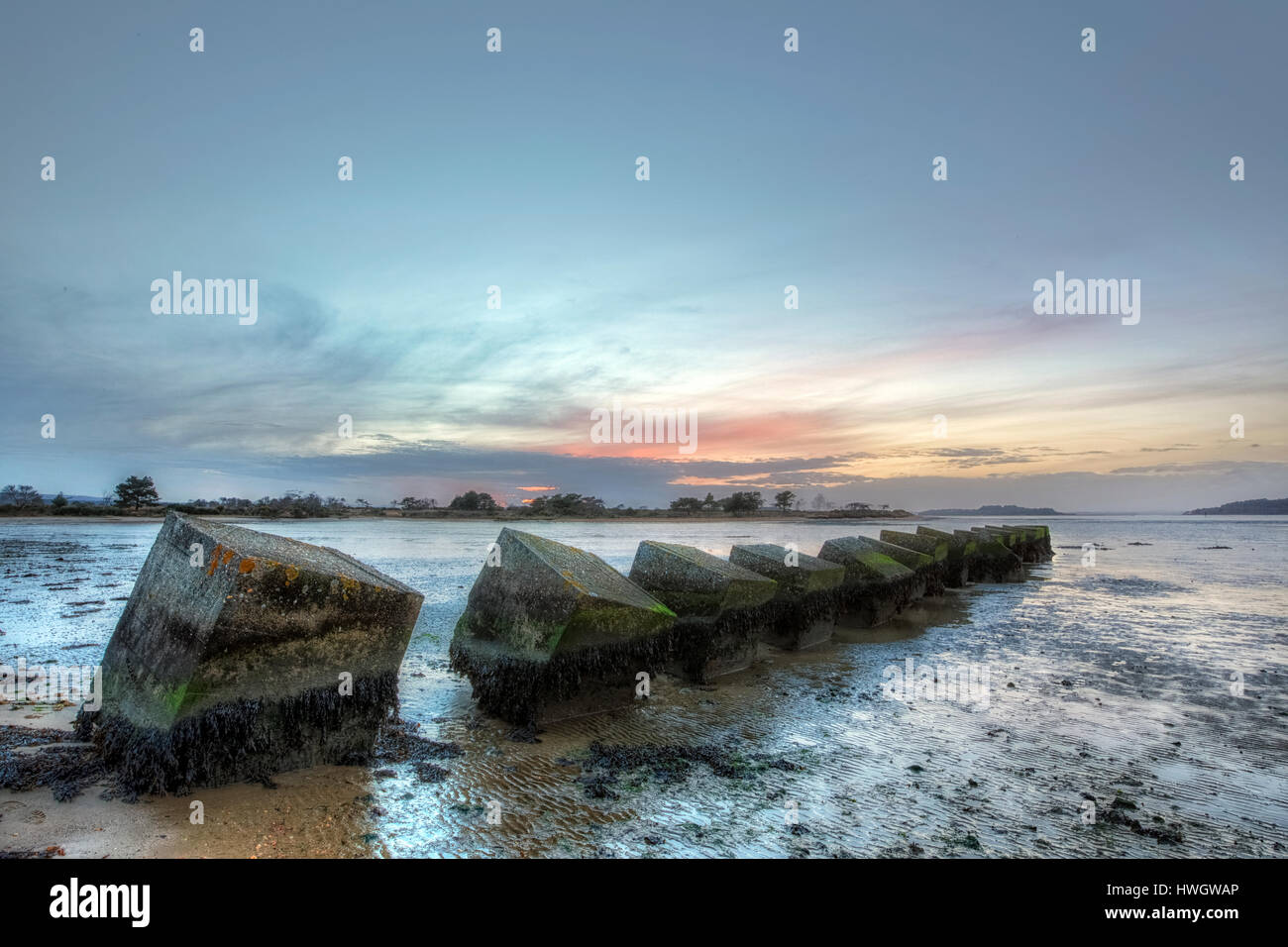 tank defence at Shell Bay, Studland, Shell Bay, Dorset, England, UK ...