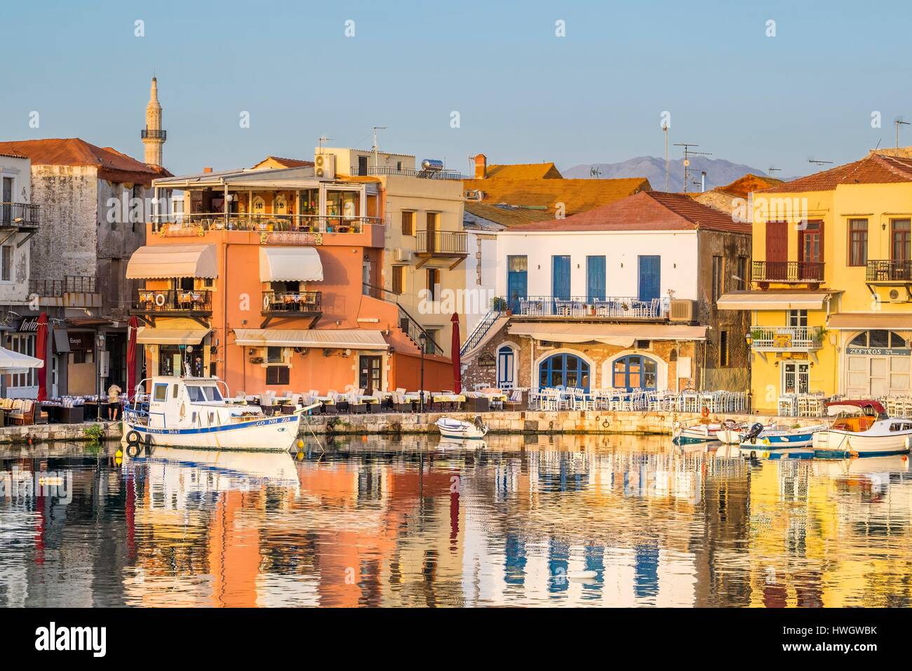 Greece, Crete, Rethymnon, old town, the old venitian harbour Stock ...