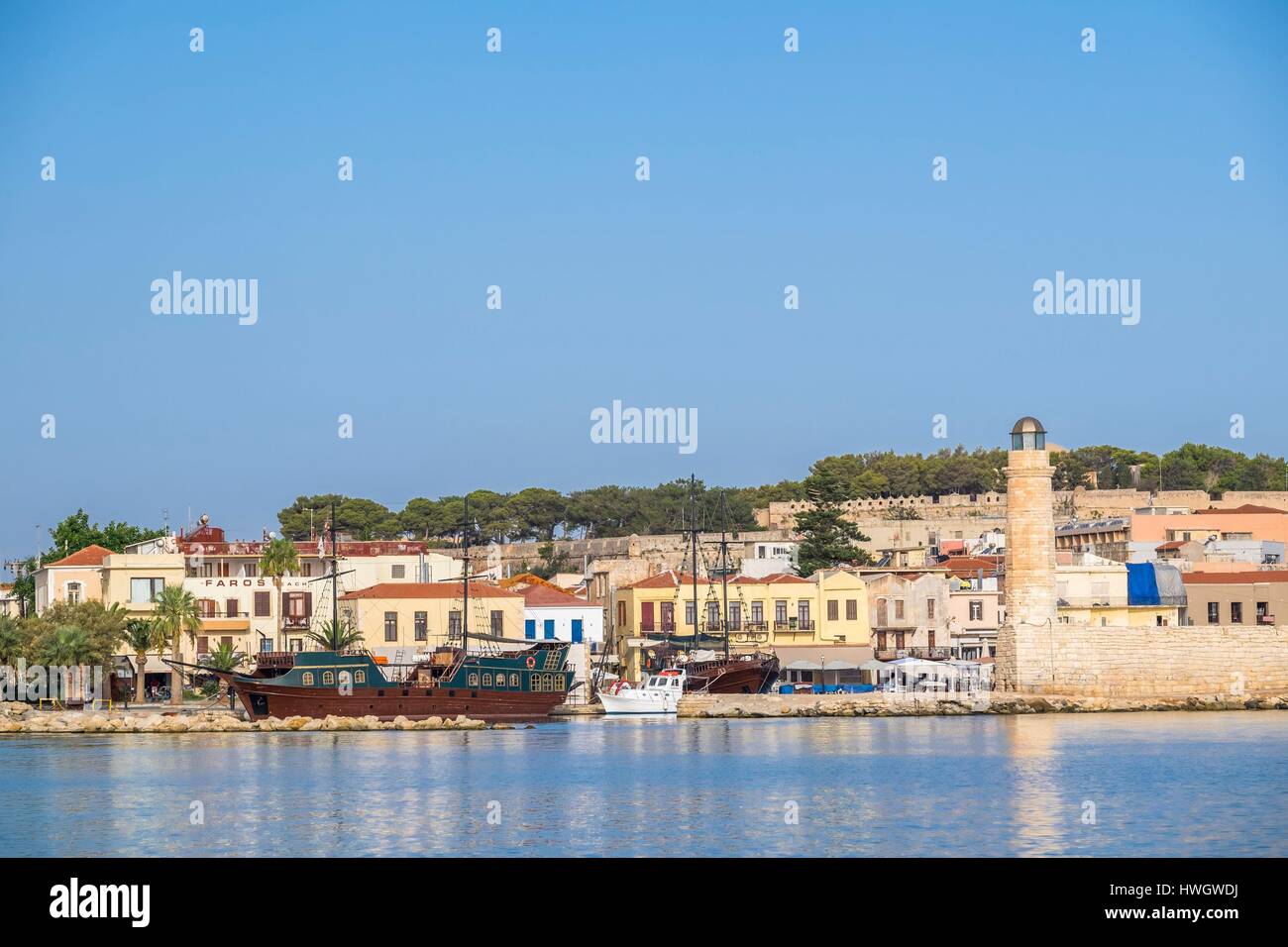 Greece, Crete, Rethymnon, old town, the old venitian harbour, 15th ...