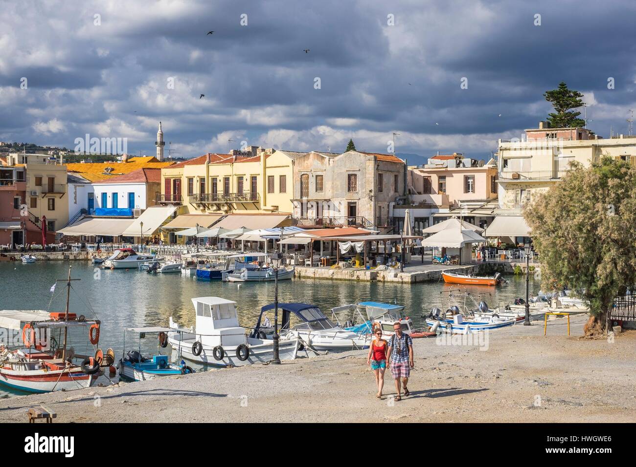 Greece, Crete, Rethymnon, old town, the old venitian harbour Stock ...
