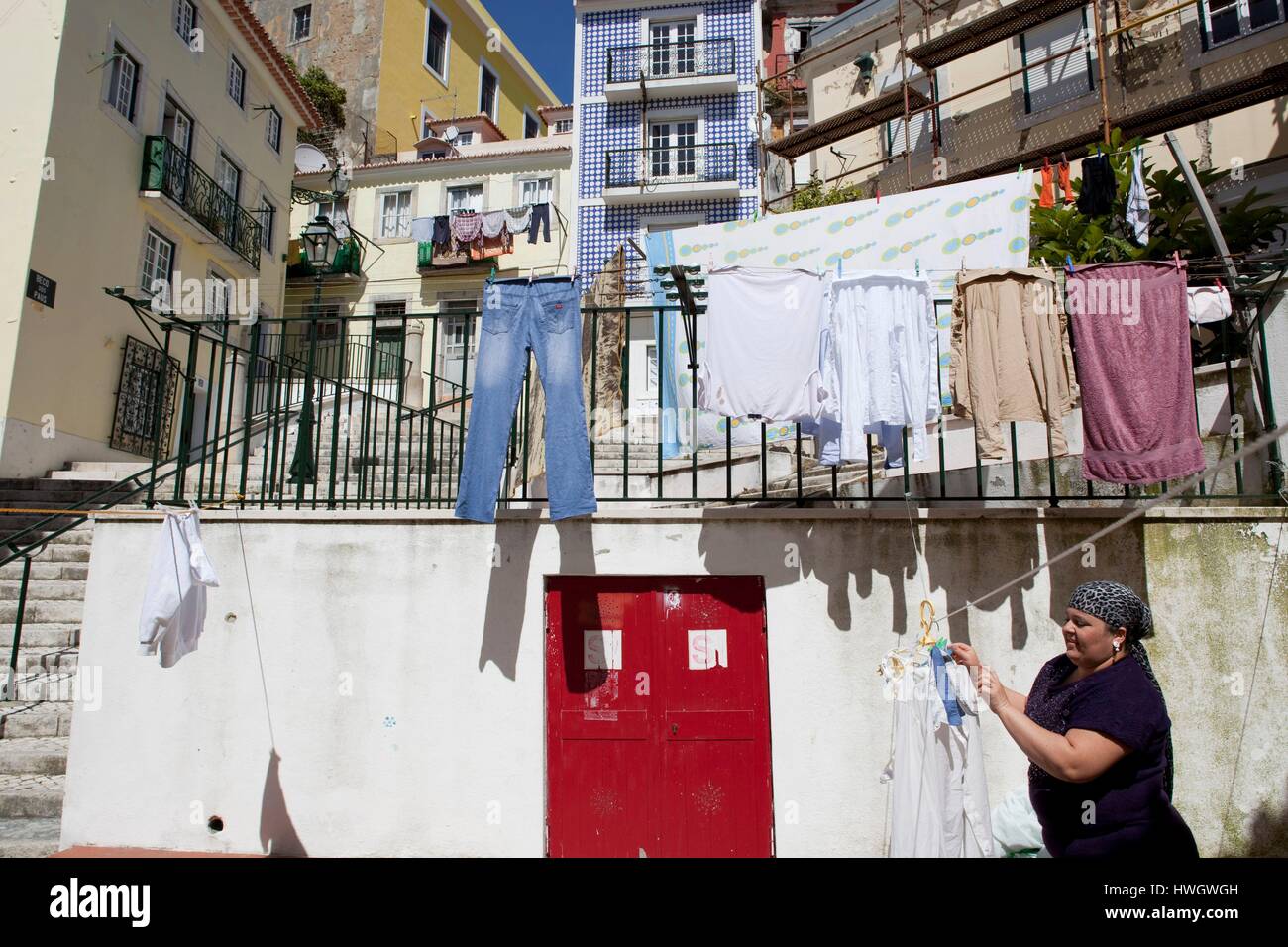 Drying washing lisbon hi-res stock photography and images - Alamy