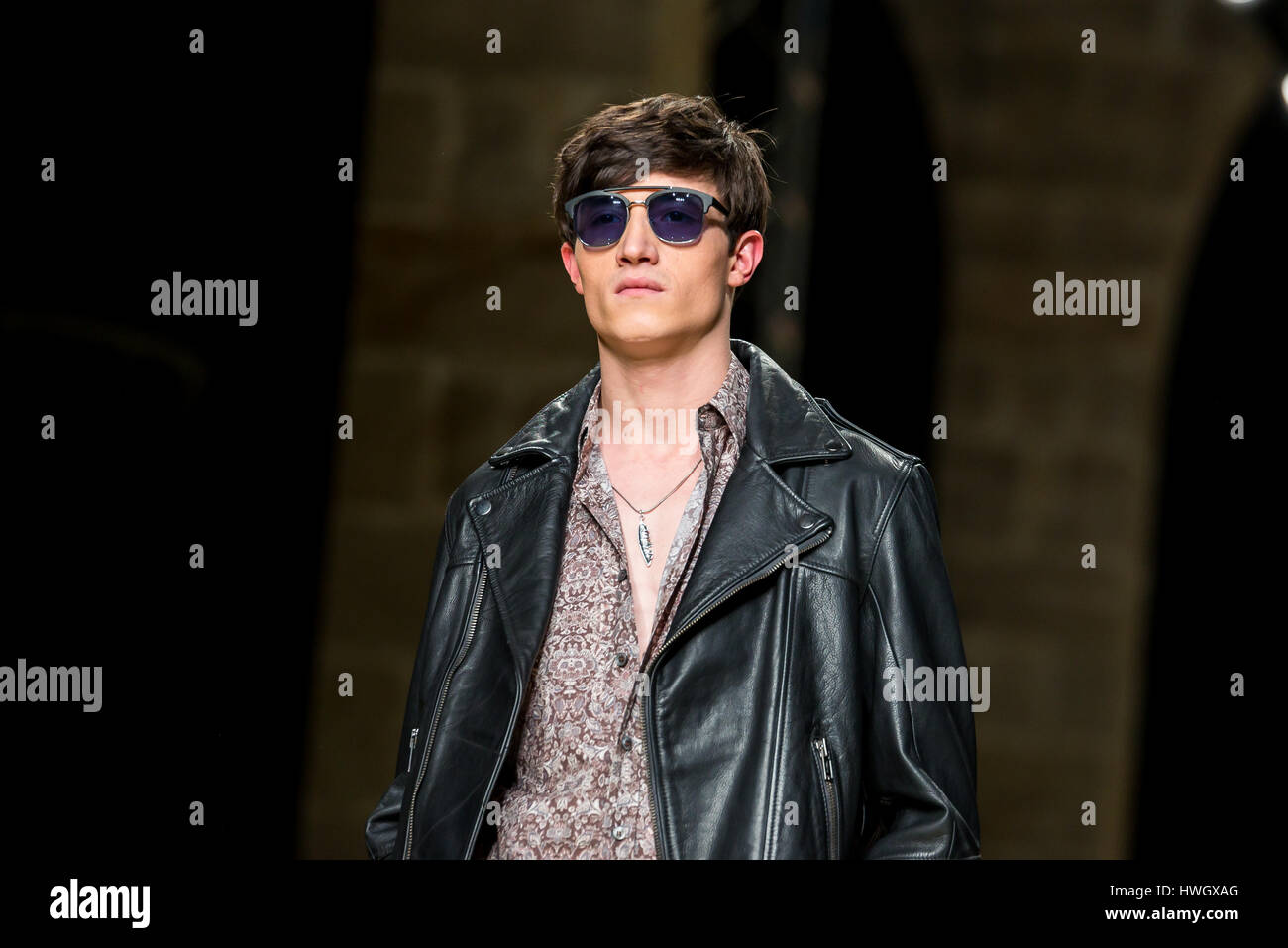 BARCELONA - FEB 2: A model walks the runway for the Mango collection at ...