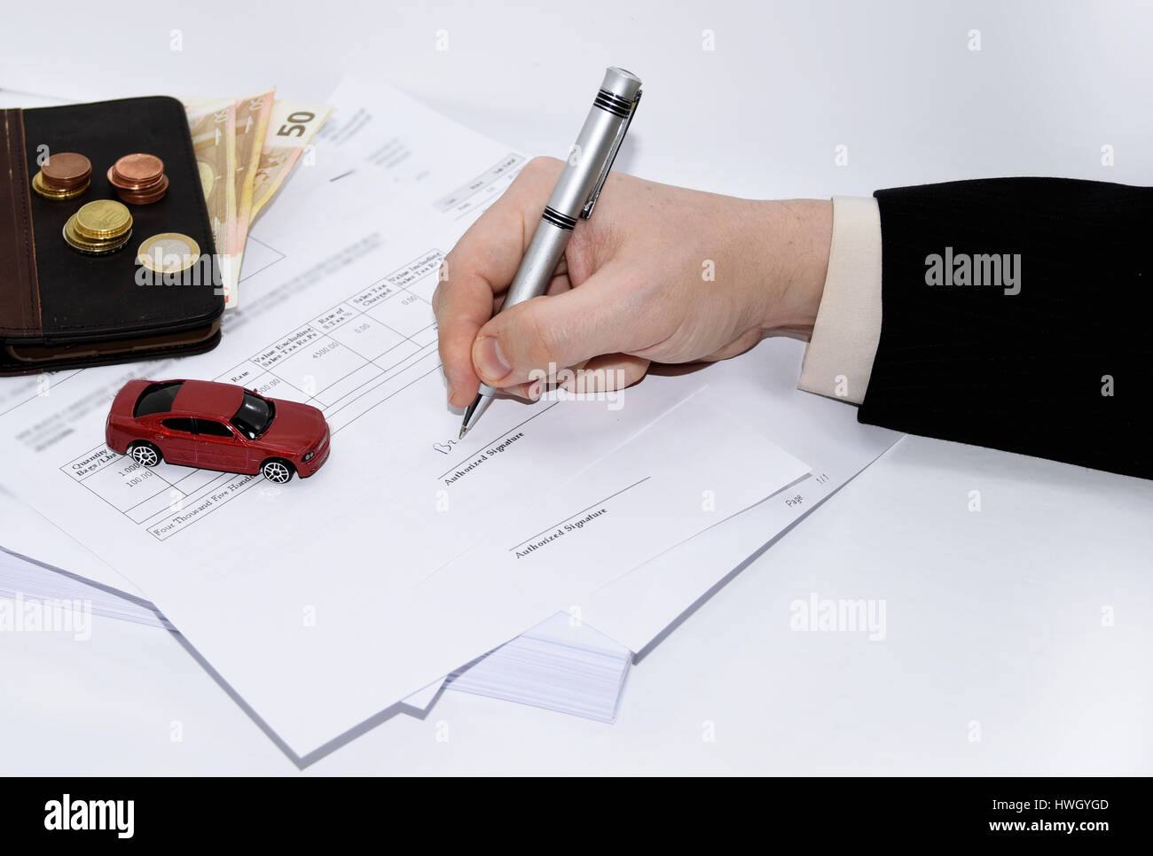 Abstract composition of car documents. Isolated on white background ...