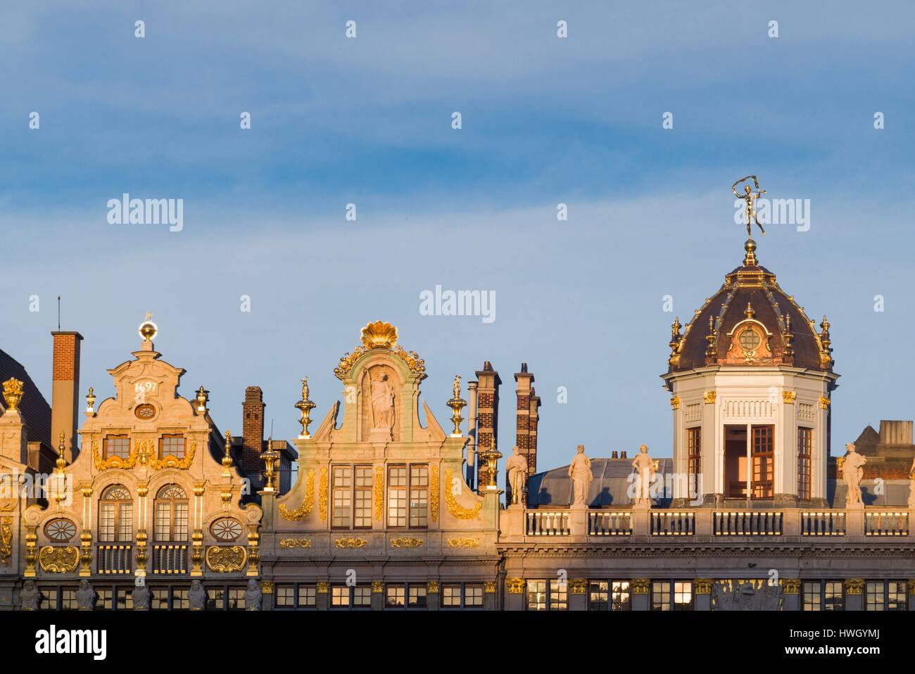 Belgium, Brussels, Grand Place, Guild Hall detail Stock Photo - Alamy
