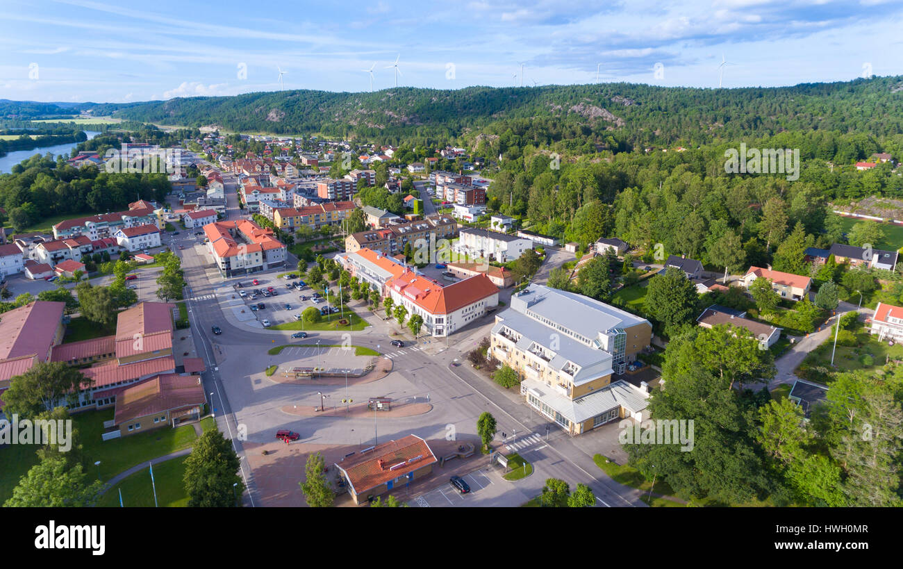 Aerial from city of Lilla Edet Sweden Stock Photo - Alamy