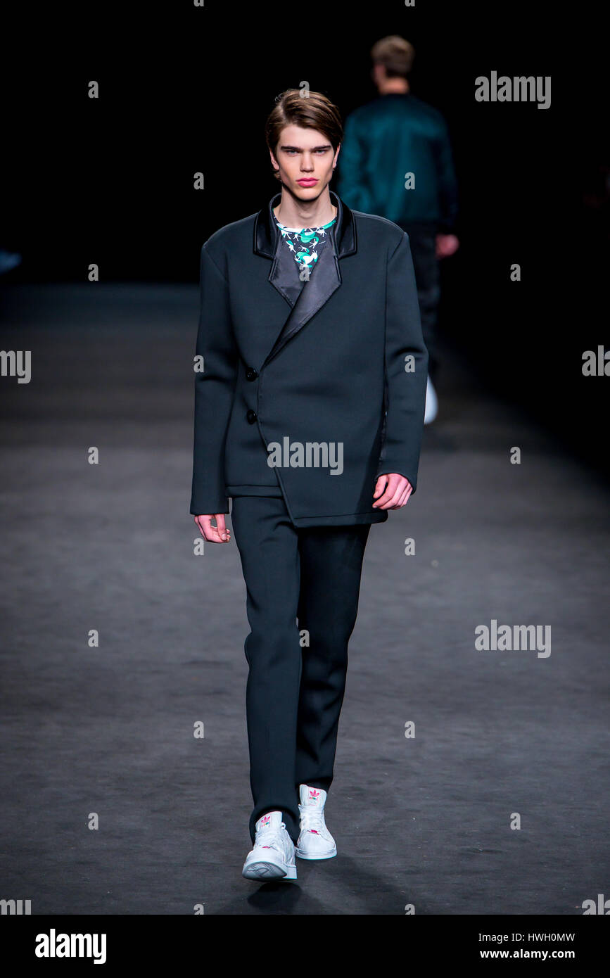 BARCELONA - FEB 4: Sam Steele (model) walks the runway for the Page ...