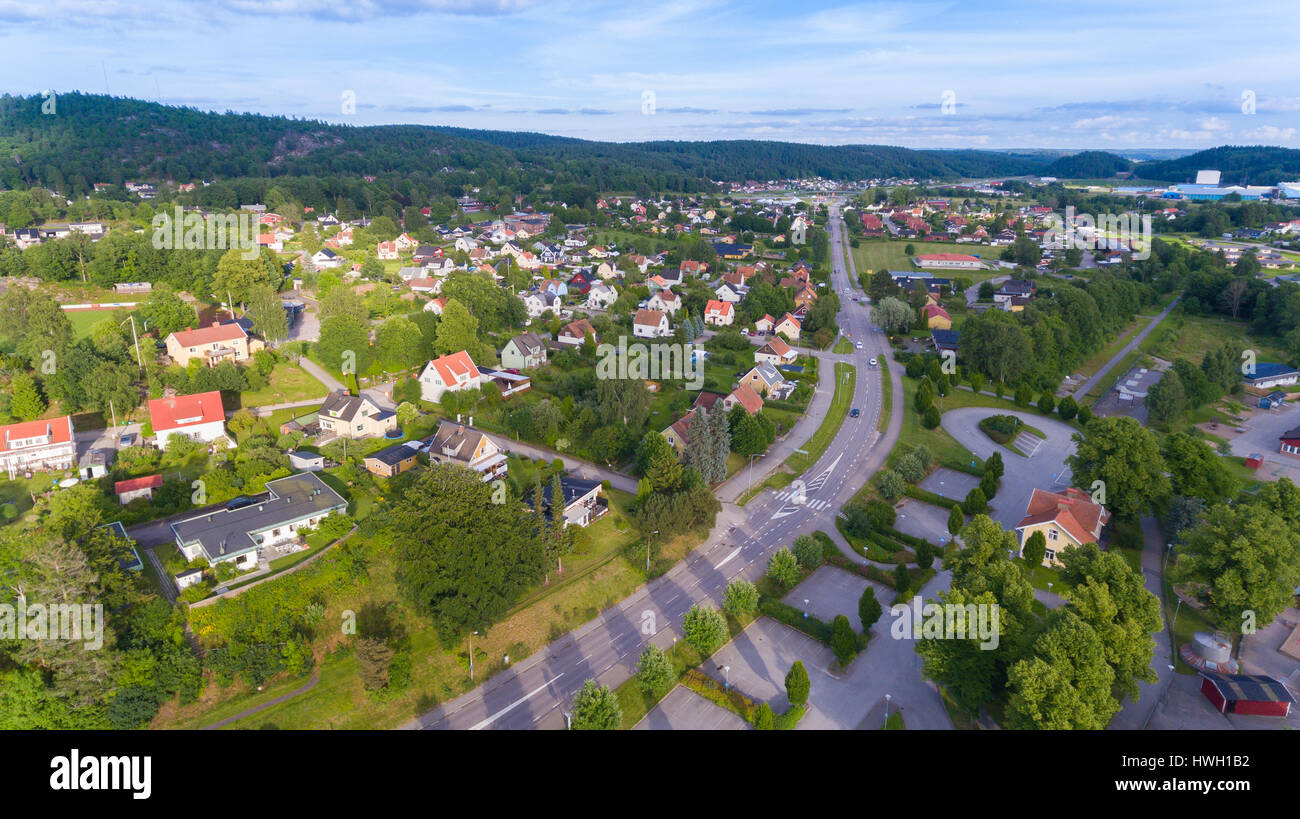 Aerial from city of Lilla Edet Sweden Stock Photo - Alamy