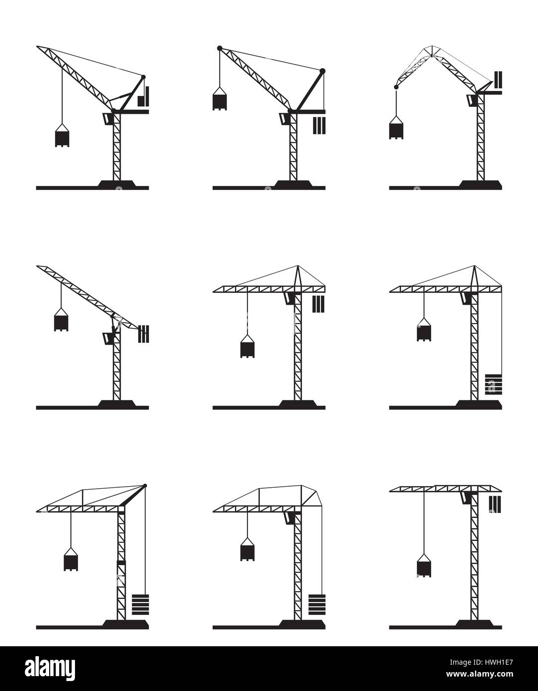 Different tower cranes - vector illustration Stock Vector Image & Art ...
