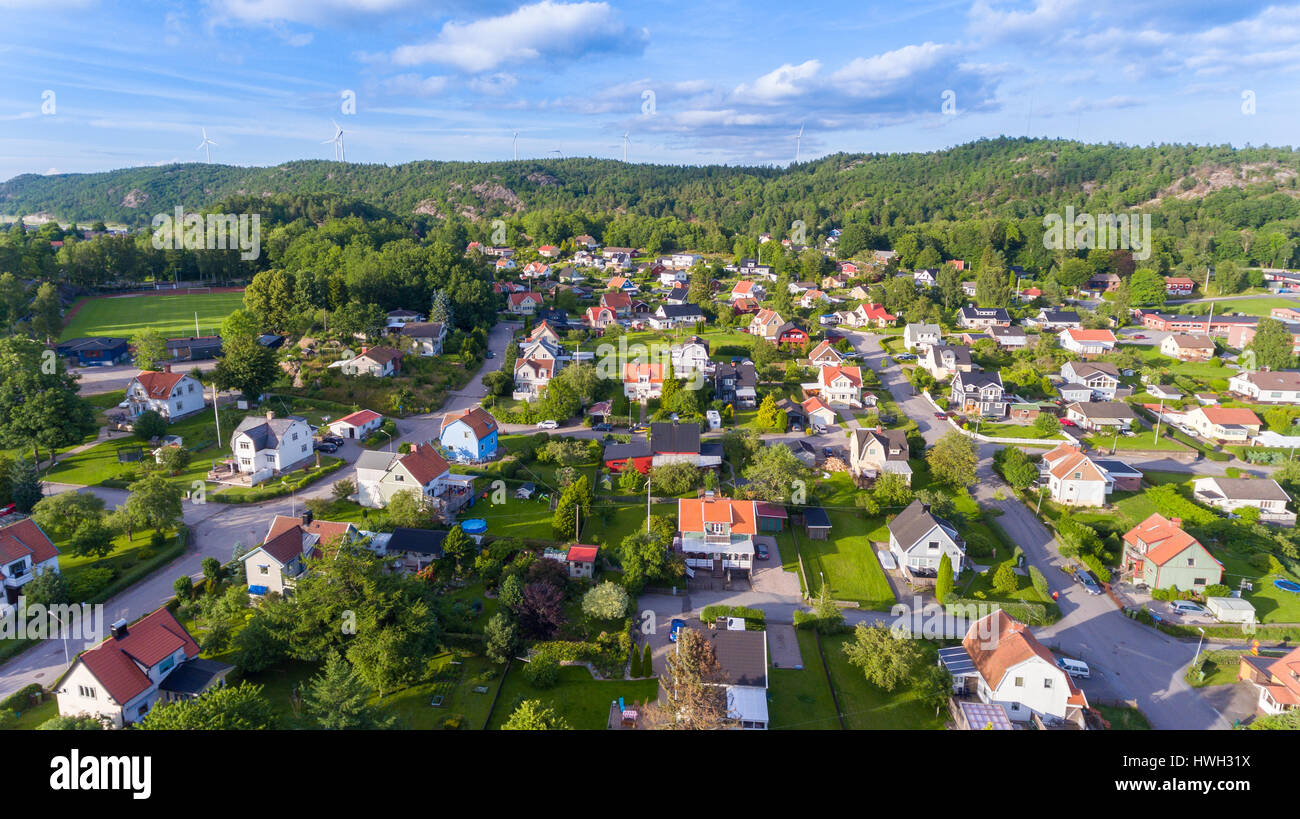 Aerial from city of Lilla Edet Sweden Stock Photo - Alamy