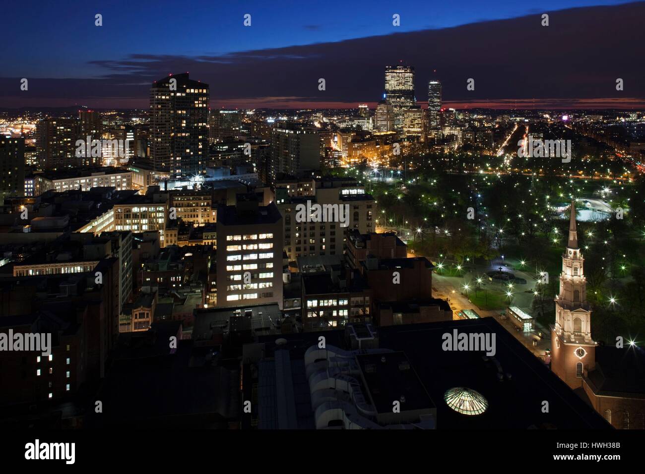 United States, Massachusetts, Boston, Back Bay towers, Boston Common ...