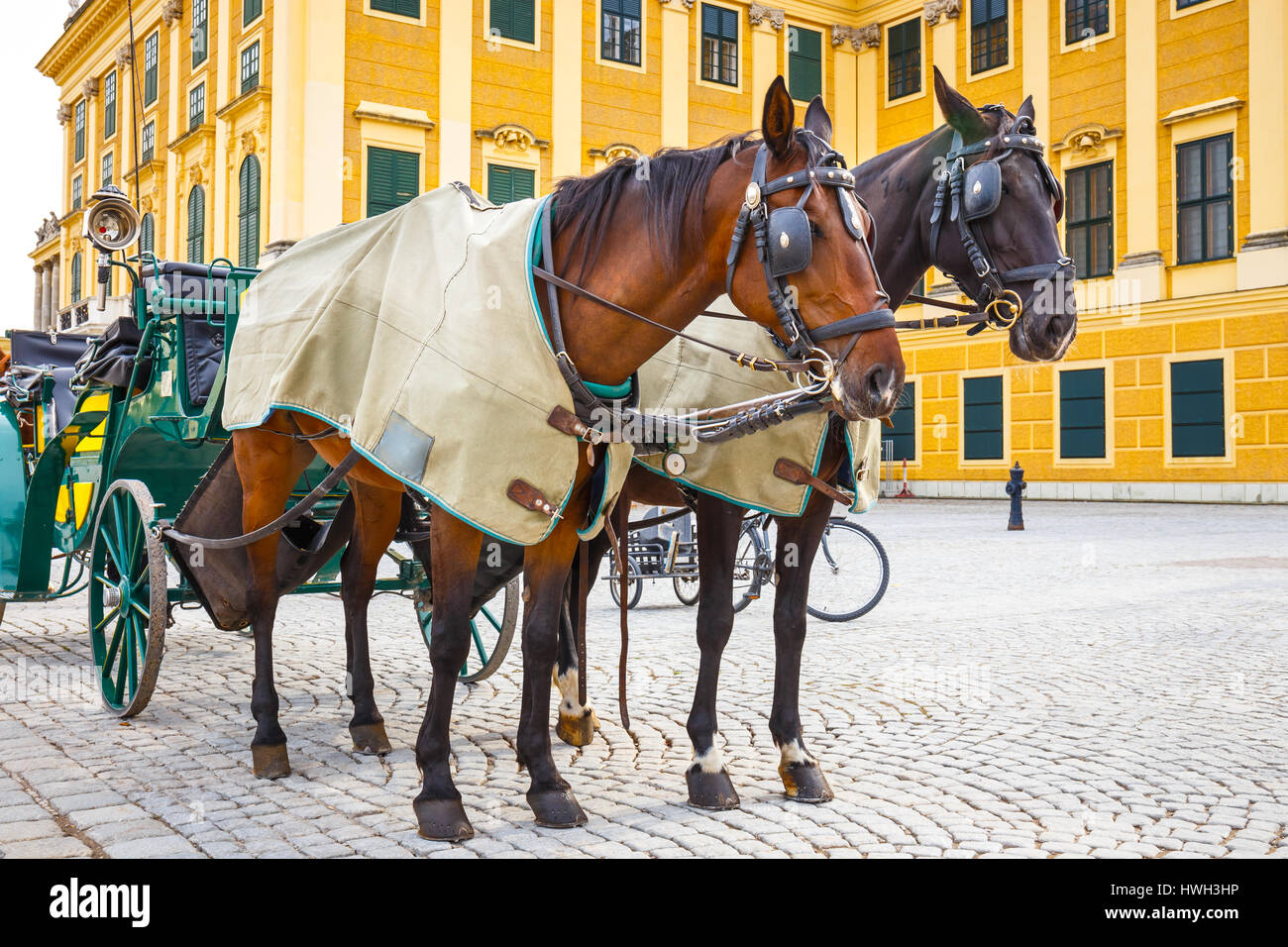 Vienna, Austria, October 14, 2016: Horse carriages at main square of ...