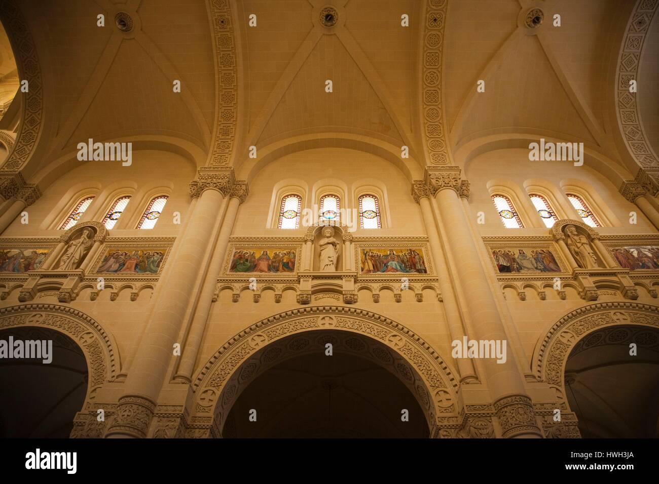 Malta, Gozo Island, Gharb, Basilica of Ta-Pinu, interior Stock Photo ...