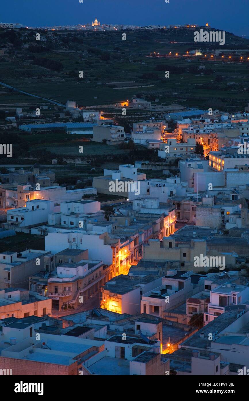 Malta, Gozo Island, Victoria-Rabat, elevated countryside view towards ...